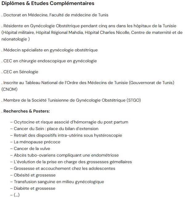 IVG, Avortement et Curetage - Tunis - Manouba - Tunisie